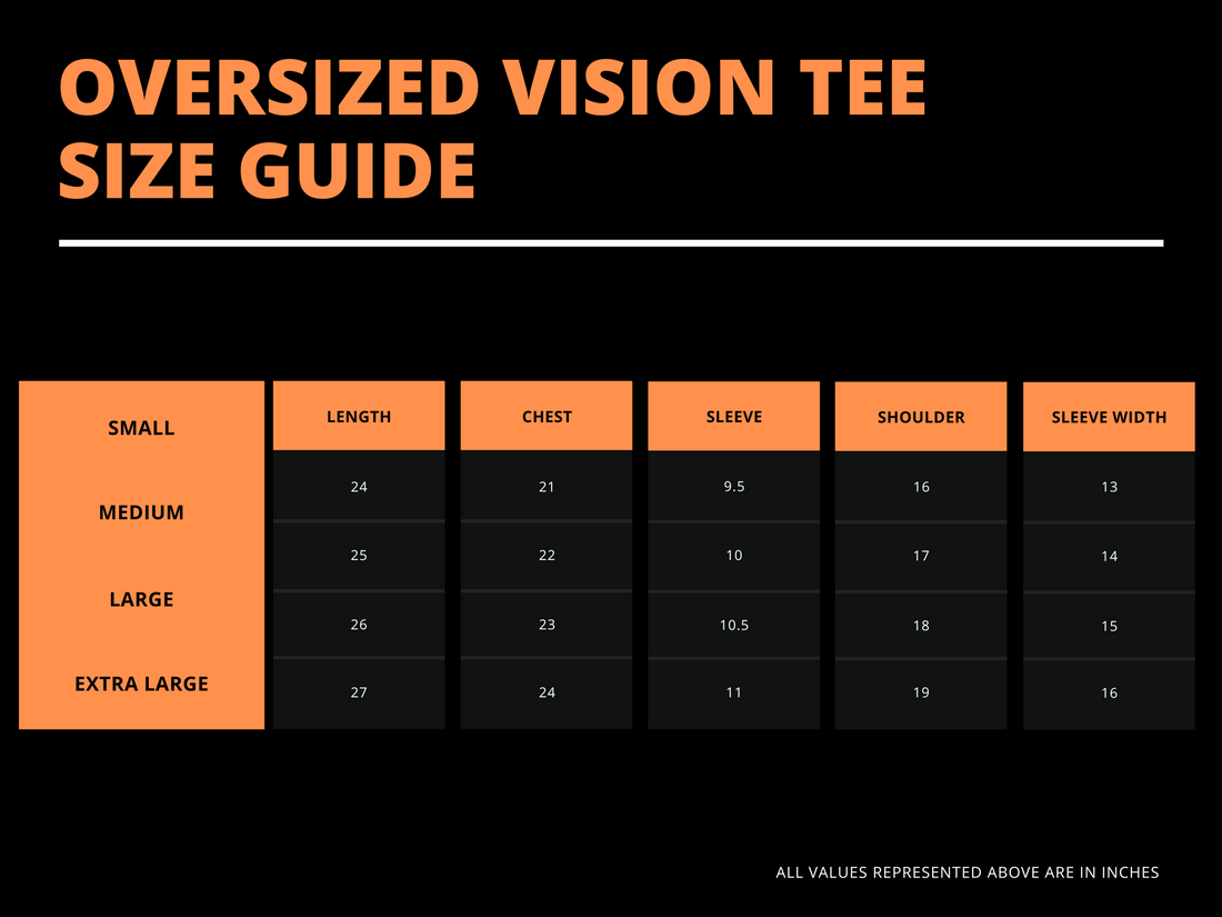 Vision Tee Size Chart – Demari Vi